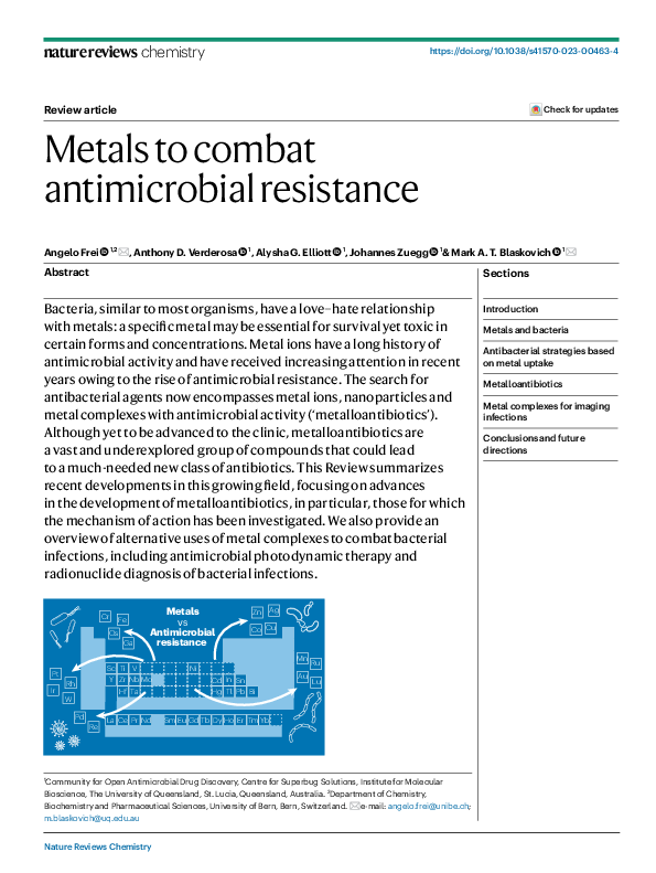 (PDF) Metals to combat antimicrobial resistance