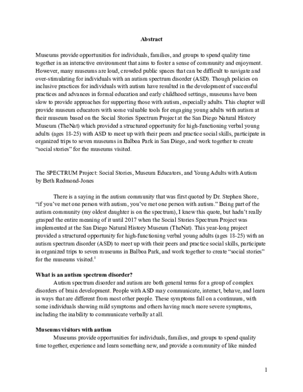(PDF) The SPECTRUM Project Social Stories Museum Educators and Young ...
