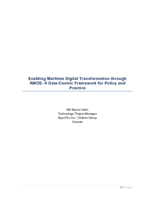 (PDF) Enabling Maritime Digital Transformation through AMOS: A Data-Centric Framework for Policy ...