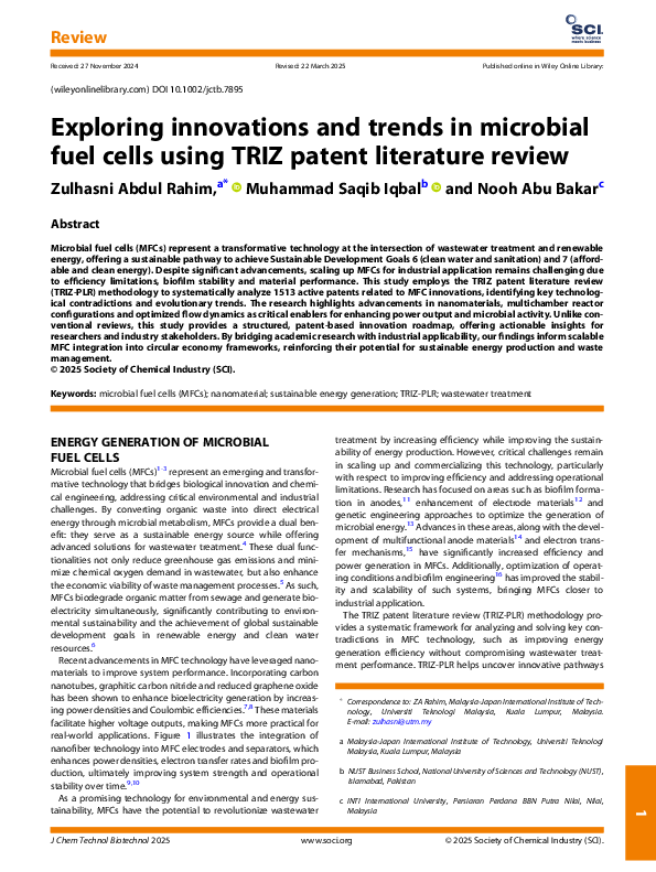 (PDF) Exploring innovations and trends in microbial fuel cells using ...
