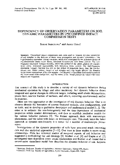 (PDF) Dependency of observation parameters on soil dynamic parameters in unconfined impact ...