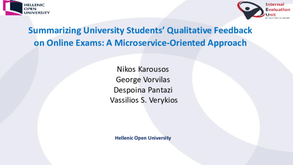 (PDF) Summarizing University Students' Qualitative Feedback on Online Exams: A Microservice ...