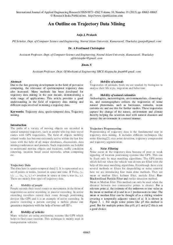 (PDF) An Outline on Trajectory Data Mining