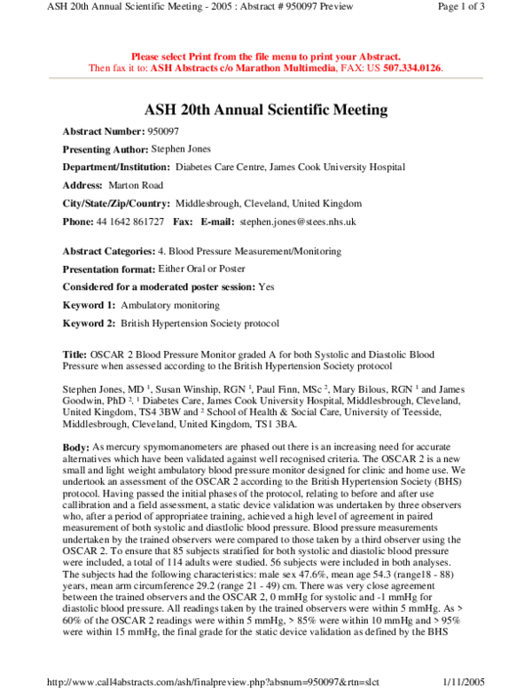 (PDF) Validation of the OSCAR 2 oscillometric 24-hour ambulatory blood ...