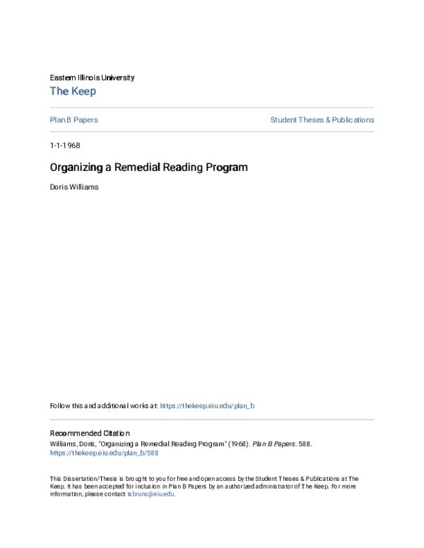 (PDF) Organizing a Remedial Reading Program