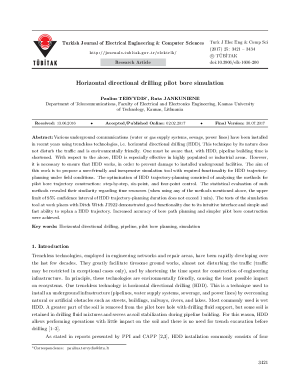(PDF) Horizontal directional drilling pilot bore simulation