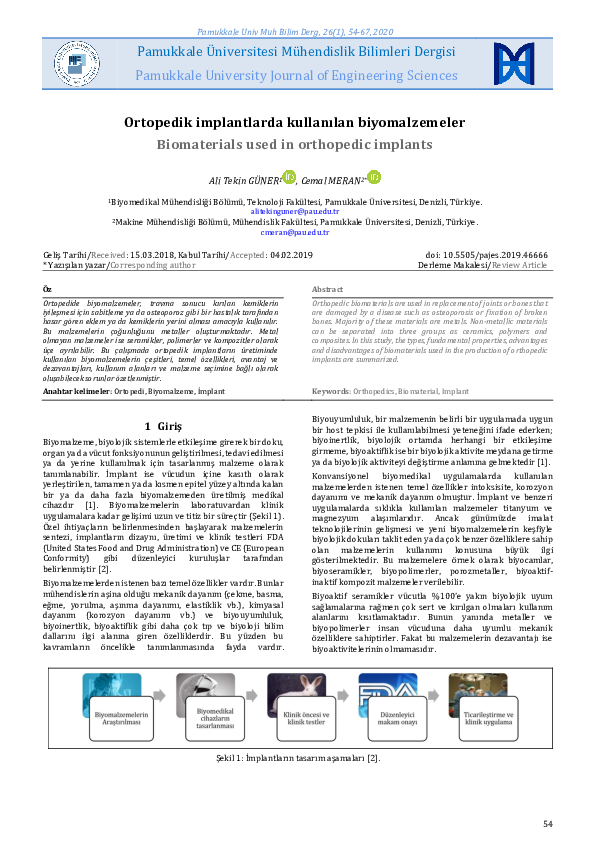 (PDF) Biomaterials Used in Orthopedic Implants