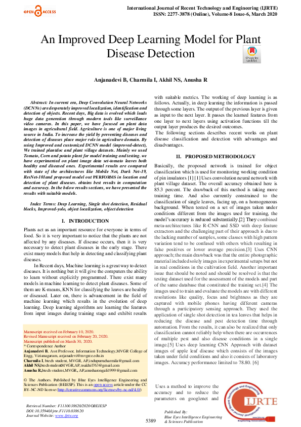 (PDF) An Improved Deep Learning Model for Plant Disease Detection