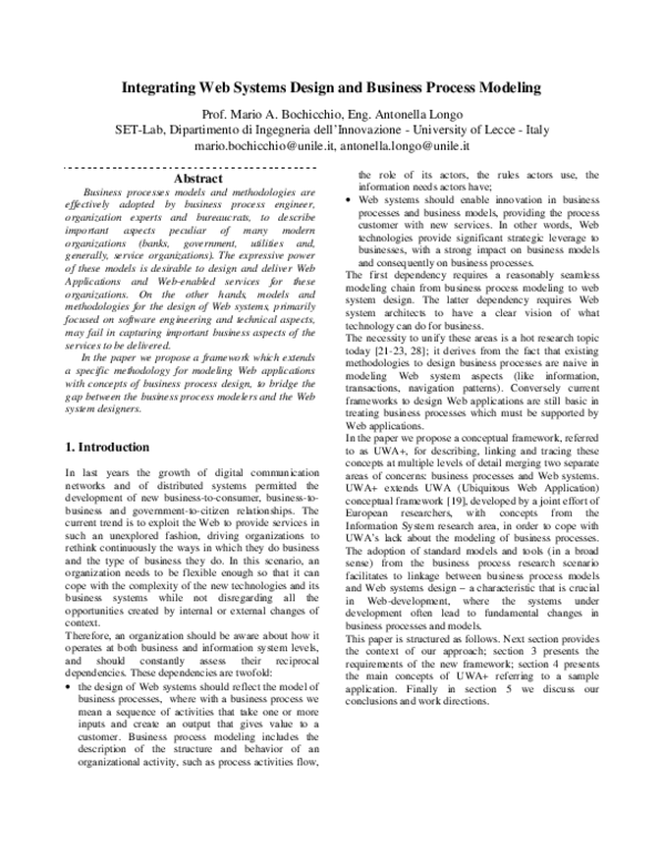 (PDF) Integrating Web Systems Design and Business Process Modeling