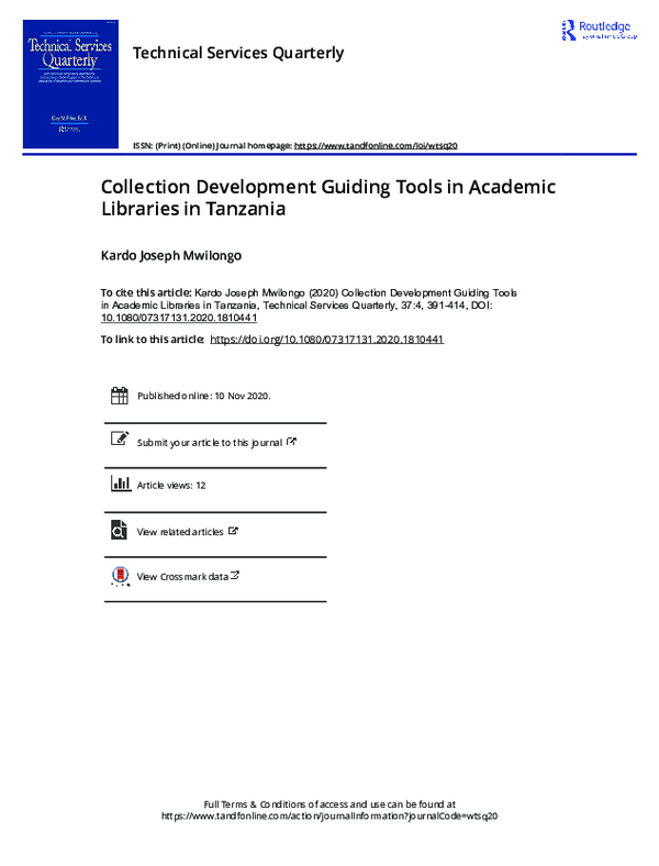 (PDF) Collection Development Guiding Tools in Academic Libraries in ...