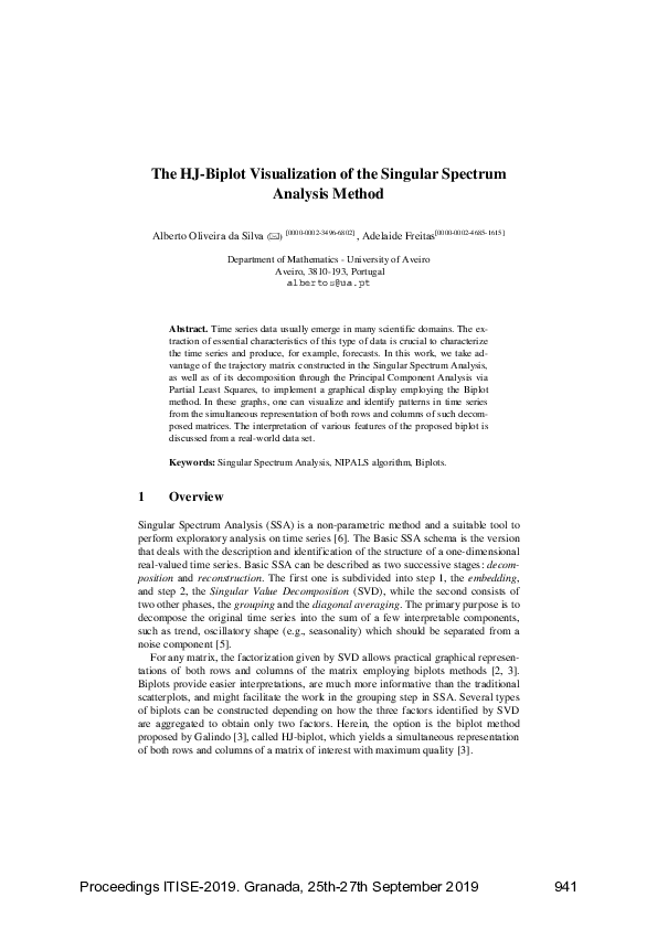 (PDF) The HJ-biplot visualization of the Singular Spectrum Analysis method