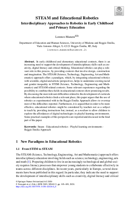 (PDF) STEAM and Educational Robotics: Interdisciplinary Approaches to ...
