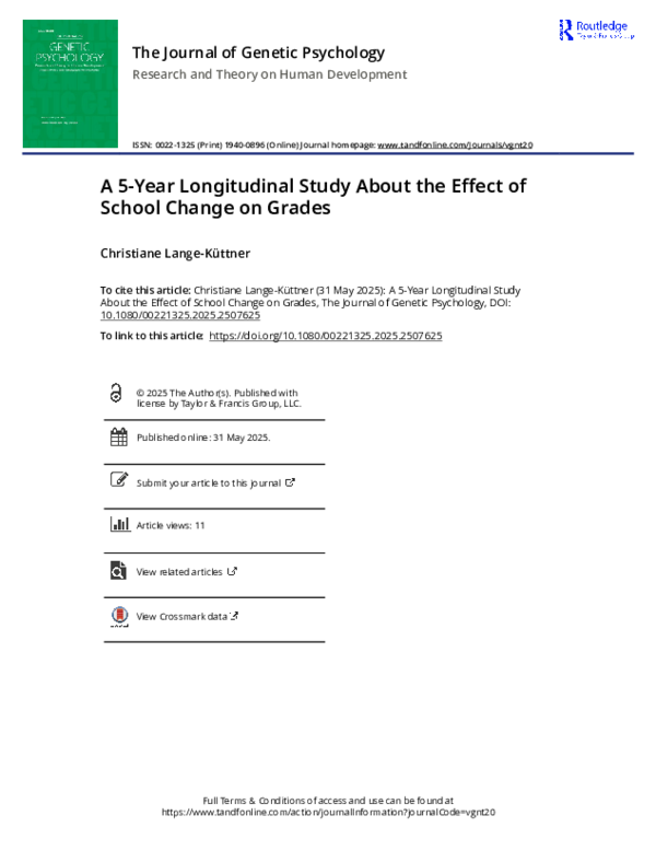 (PDF) A 5-Year Longitudinal Study About the Effect of School Change on ...