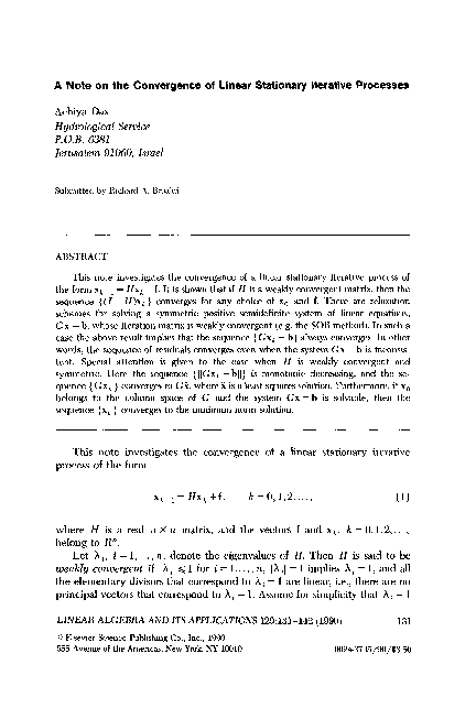 (PDF) A note on the convergence of linear stationary iterative processes