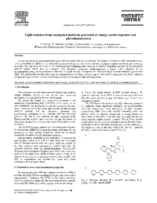 (PDF) Light emission from conjugated materials generated by charge ...