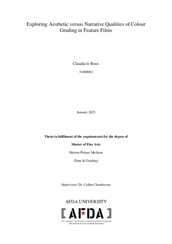 (PDF) Exploring Aesthetic versus Narrative Qualities of Colour Grading ...