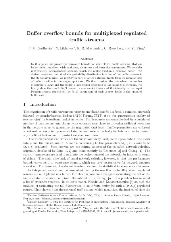 (PDF) Buffer overflow bounds for multiplexed regulated traffic streams