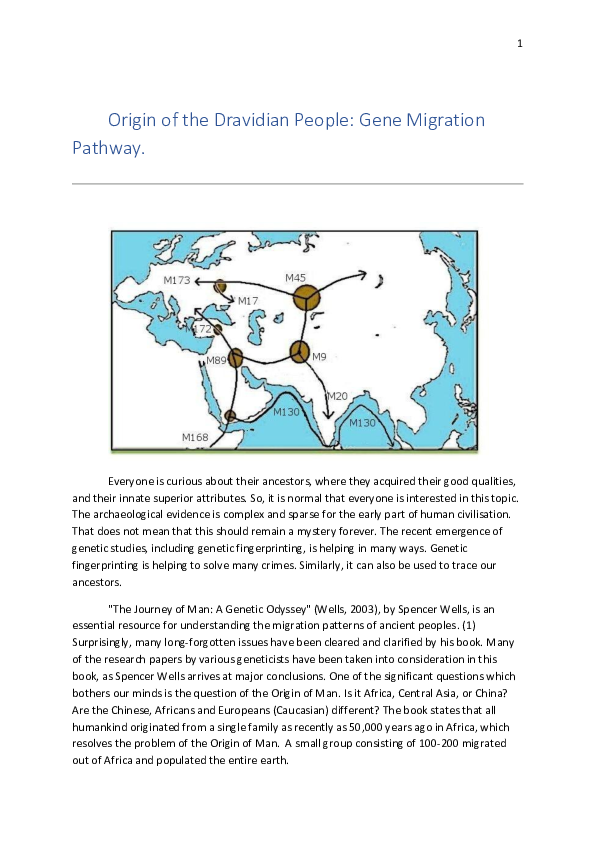 (PDF) Origin of the Dravidian People: Gene Migration Pathway