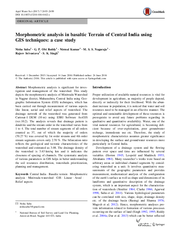 (PDF) Morphometric analysis in basaltic Terrain of Central India using ...
