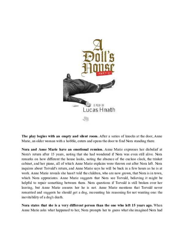 (PDF) A Doll's House Part 2 by Lucas Hnath Summary