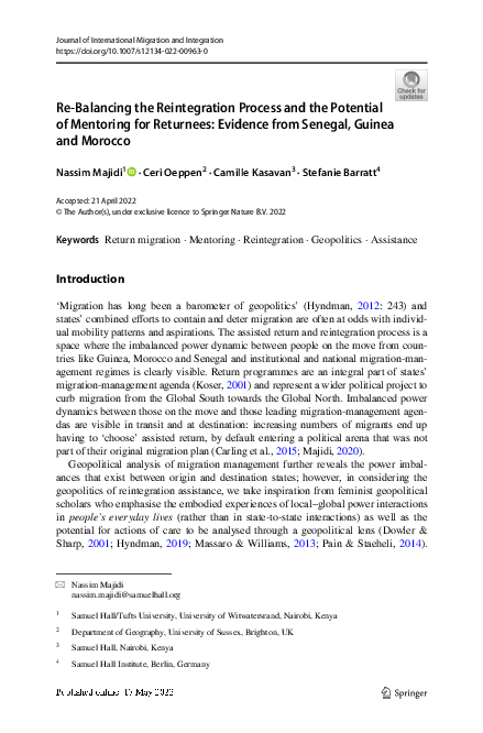 (PDF) Re-Balancing the Reintegration Process and the Potential of ...