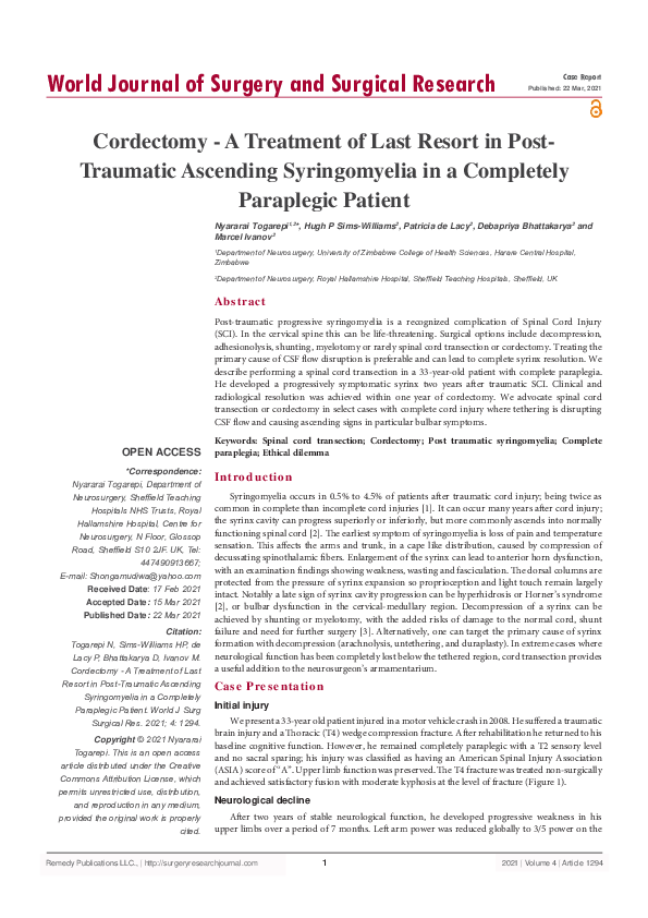(PDF) Cordectomy - A Treatment of Last Resort in Post- Traumatic ...