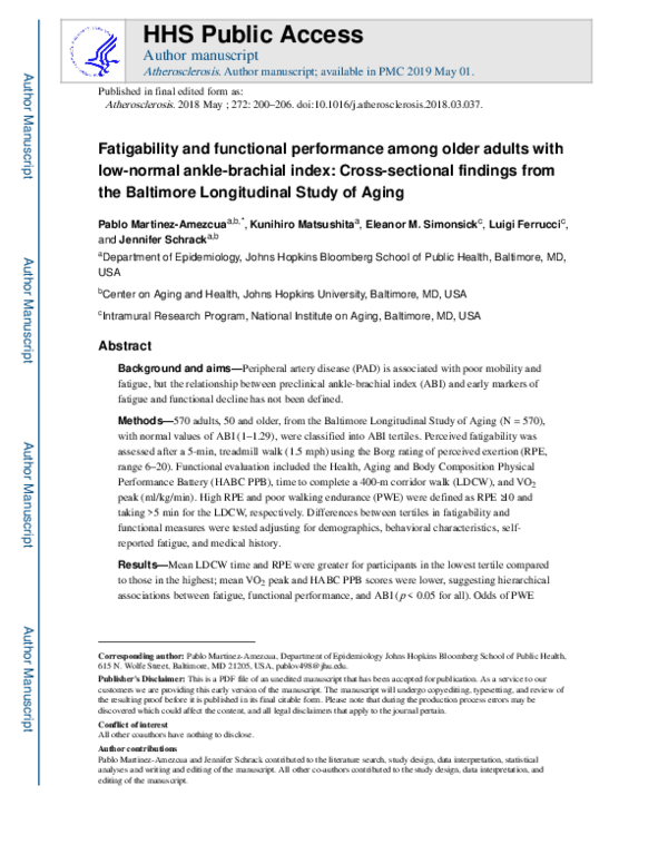 (PDF) Fatigability and functional performance among older adults with ...