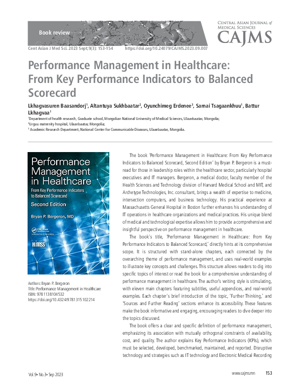 (PDF) Performance Management in Healthcare: From Key Performance ...