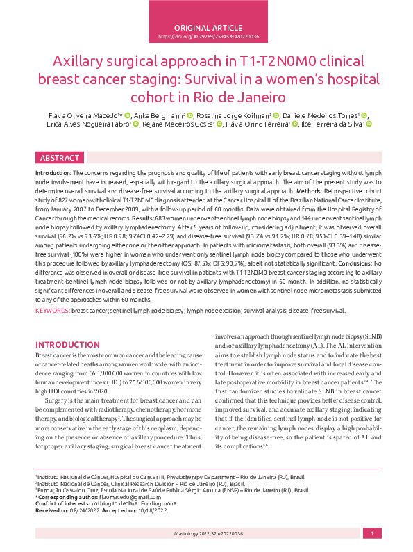 (PDF) Axillary surgical approach in T1-T2N0M0 clinical breast cancer ...
