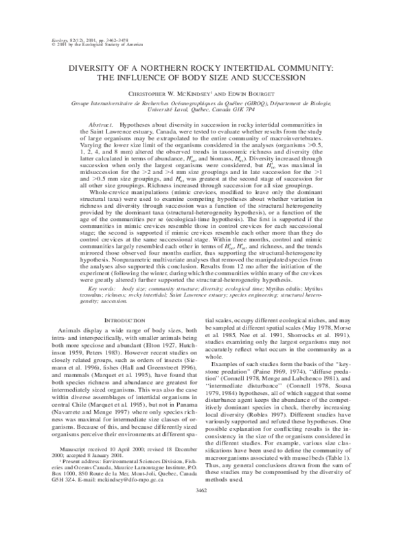 (PDF) Diversity of a Northern Rocky Intertidal Community: The Influence ...