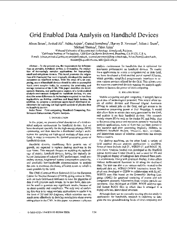 (PDF) Grid enabled data analysis on handheld devices