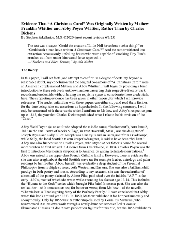 (PDF) Evidence That "A Christmas Carol" Was Originally Written by ...