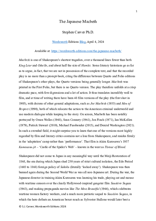 (PDF) The Japanese Macbeth