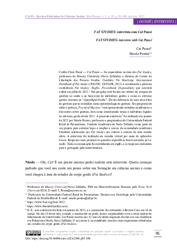 (PDF) FAT STUDIES: entrevista com Cat Pausé