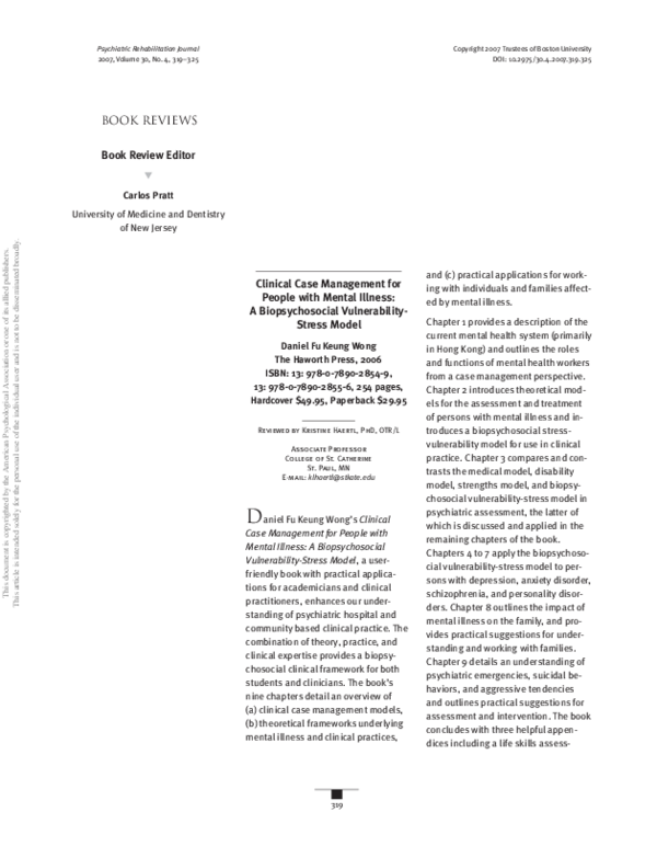 (PDF) Review of Clinical case management for people with mental illness ...