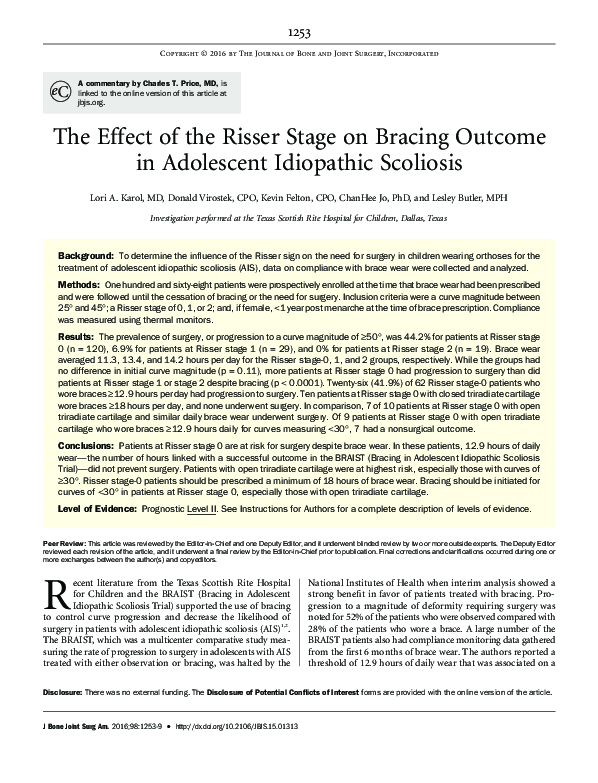 (PDF) The Effect of the Risser Stage on Bracing Outcome in Adolescent ...