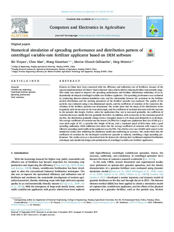 (PDF) Numerical simulation of spreading performance and distribution ...