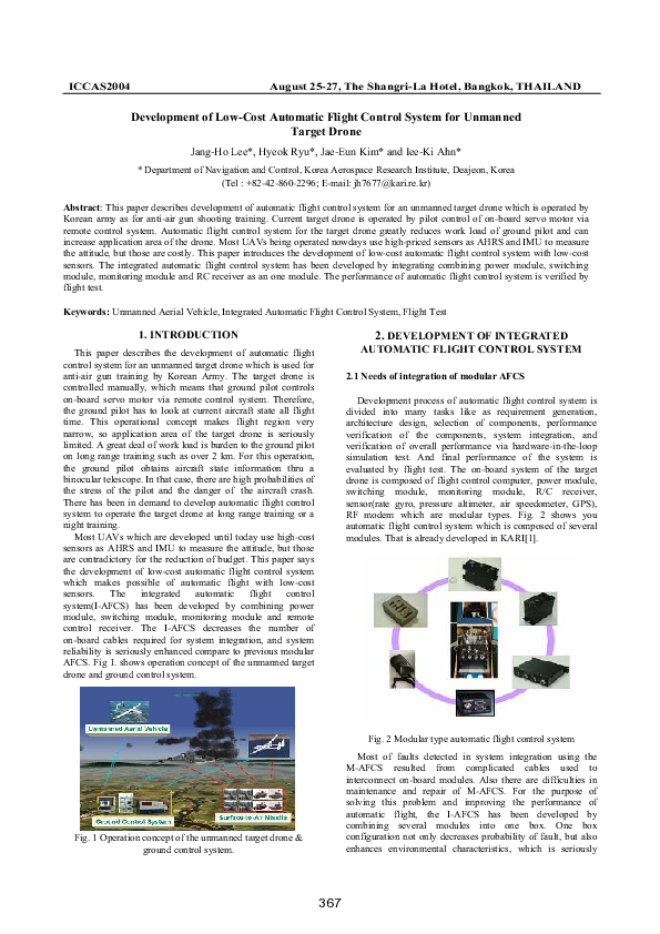 (PDF) Development of Low-Cost Automatic Flight Control System for Unmanned Target Drone