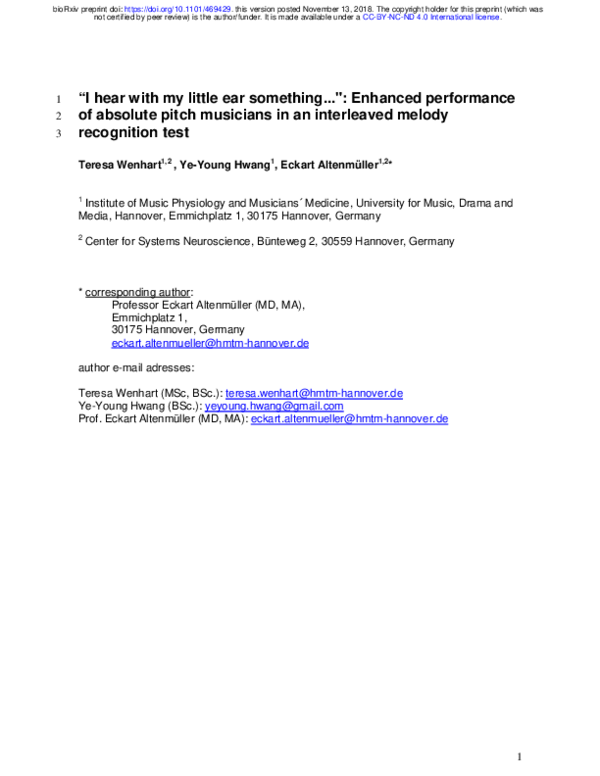 (PDF) “I hear with my little ear something…": Enhanced performance of ...