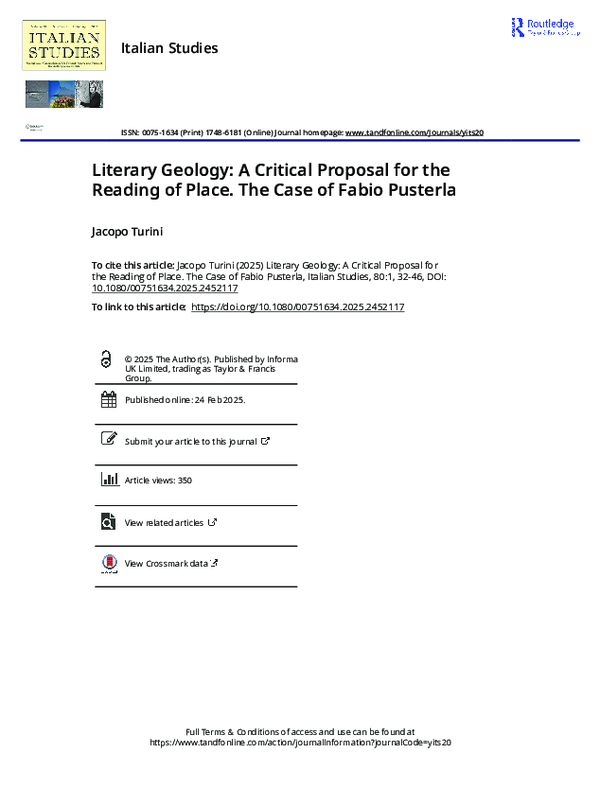 (PDF) Literary Geology: A Critical Proposal for the Reading of Place. The Case of Fabio Pusterla