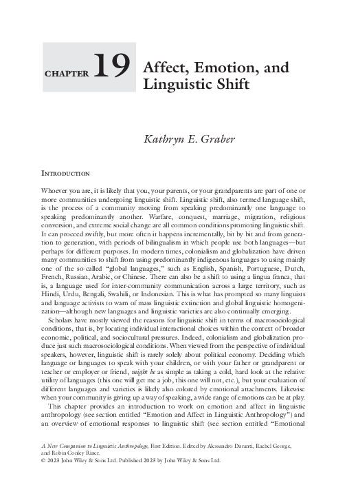 (PDF) Affect, Emotion, and Linguistic Shift