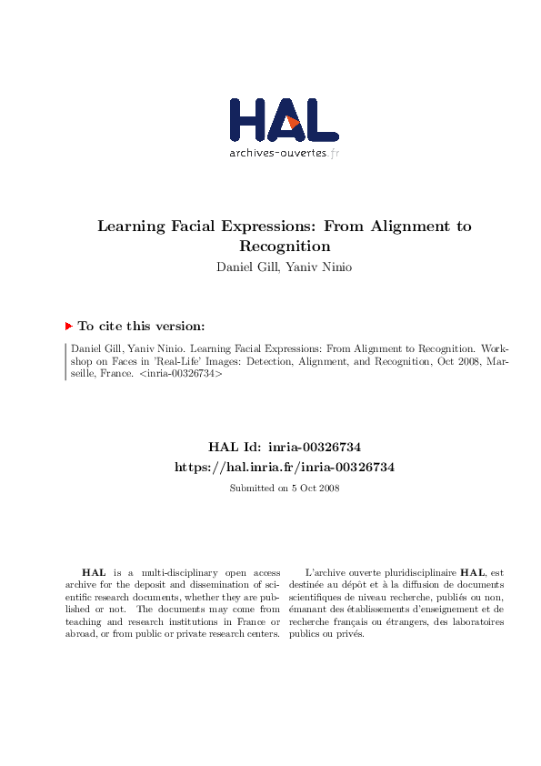 (PDF) Learning Facial Expressions: From Alignment to Recognition