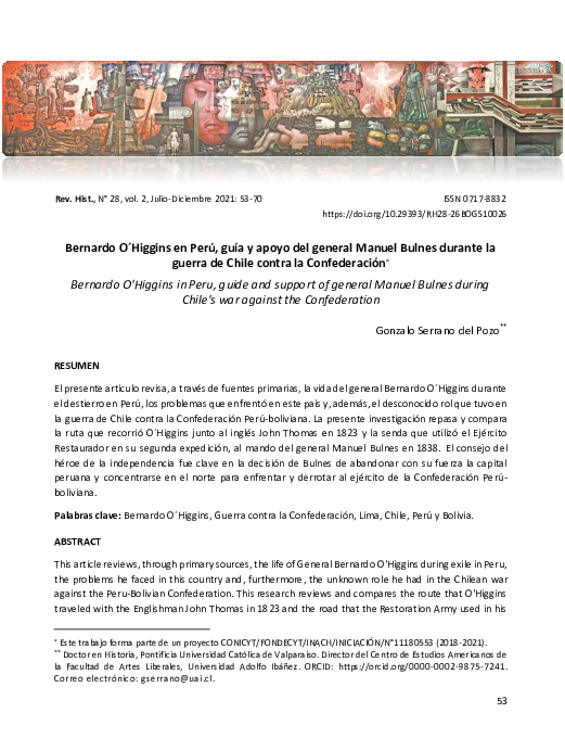 (PDF) Bernardo O'Higgins en Perú, guía y apoyo del general Manuel ...