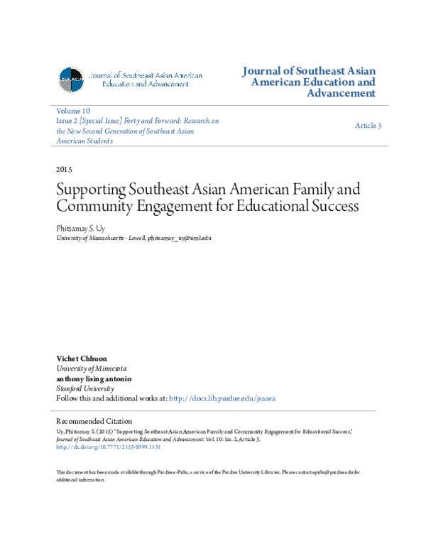 (PDF) Supporting Southeast Asian American Family and Community ...