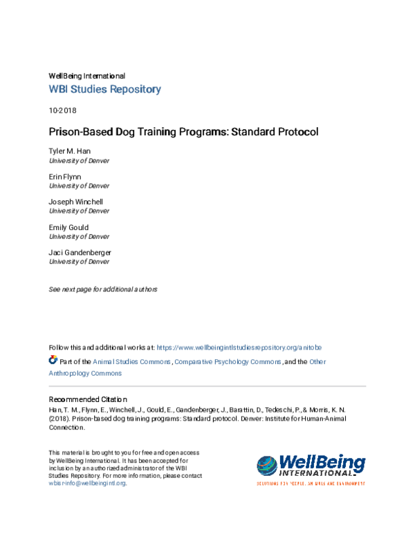 (PDF) Prison-Based Dog Training Programs: Standard Protocol