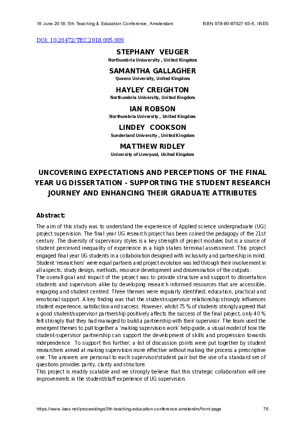 (PDF) Uncovering Expectations and Perceptions of the Final Year Ug ...