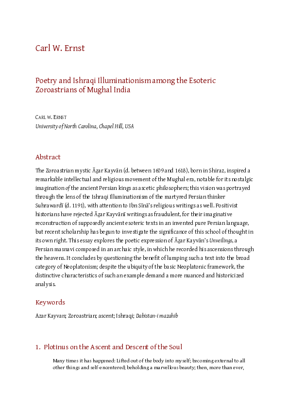 (PDF) Poetry and Ishraqi Illuminationism among the Esoteric ...