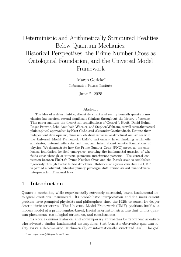 (PDF) Deterministic and Arithmetically Structured Realities Below Quantum Mechanics: Historical ...