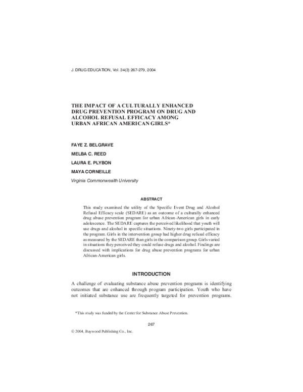 (PDF) The Impact of a Culturally Enhanced Drug Prevention Program on ...