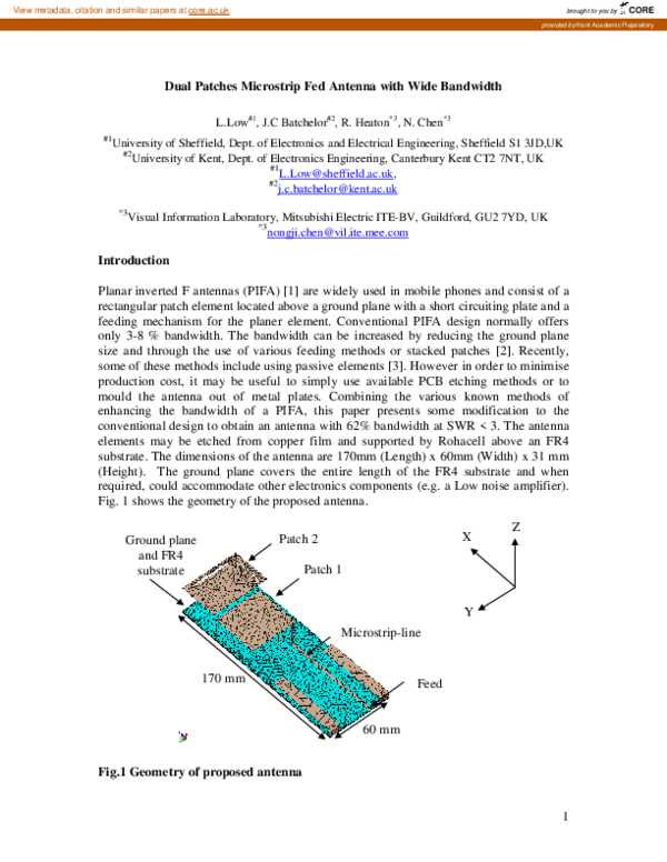 (PDF) Dual Patch Microstrip Fed Antenna with Wide Bandwidth